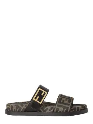 Fendi Ff Motif Slides - Black