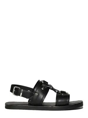 Dsquared2 Studded Calf-leather Flat Sandals - Black
