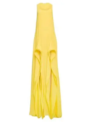 Alaïa Georgette Ruffle Dress - Yellow