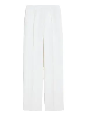Max Mara Straight Gabardine Wool Trousers - White