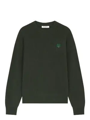 Maison Kitsuné Fox Patch Knitted Jumper - Ranger Green