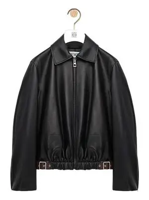 Loewe Elasticated Zipped Leather Jacket - Black
