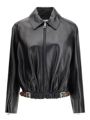 Loewe Loewe Elasticated Zipped Leather Jacket Black