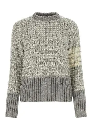 Thom Browne 4-bar Crewneck Jumper - Light Gray