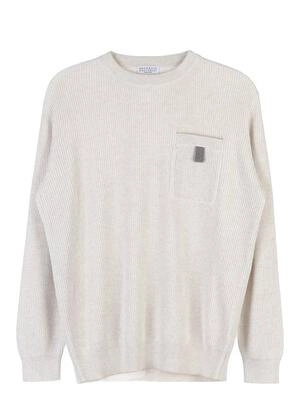 BRUNELLO CUCINELLI Brunello Cucinelli Long Sleeve Ribbed Knit Sweater With Pocket Detail