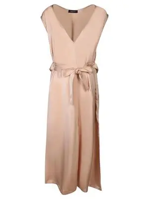 Fabiana Filippi Belted V-neck Maxi Dress - Nude