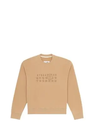 MAISON MARGIELA Crewneck Sweatshirt With Numeric Embroidery - Ocre