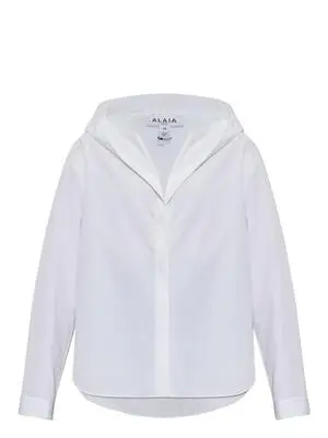 Alaïa Hooded Long Sleeve Shirt - White