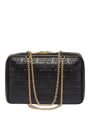 Miu Miu Embossed Leather Top-handle Bag - Black