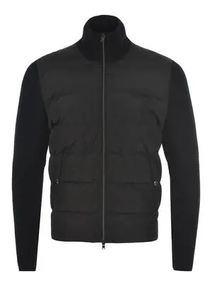 Herno High Knitted Collar Cardigan - Black