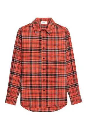 Celine Oversized Shirt In Cotton Checks - Red