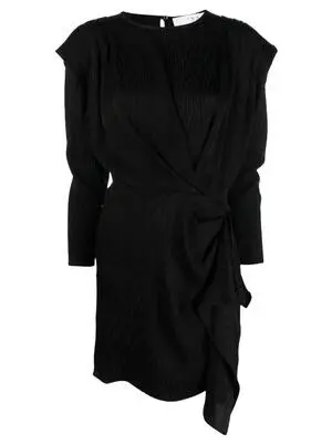 IRO PARIS Long-sleeved Draped Jacquard Dress - Black