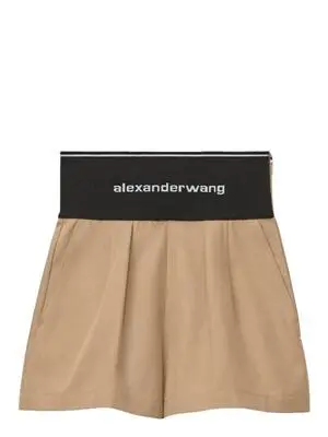 Alexander Wang Elastic Logo Waistband Shorts - Brown