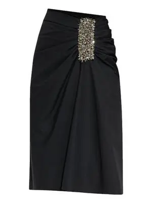Dries Van Noten High Waist Skirt With Embellished Draping - Black