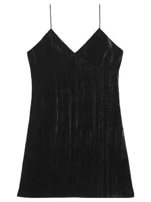 Saint Laurent Sleeveless Velvet Mini Dress - Black