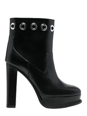 Alexander McQueen Eyelet Detailed Platform Boots - Black