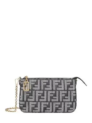 Fendi Baguette Ff Jacquard Pouch - Gray
