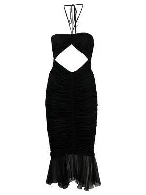 Blumarine Cut-out Halterneck Midi Dress - Black
