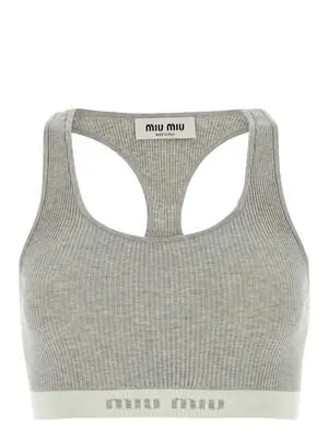 Miu Miu Cotton Knit Vest - Gray