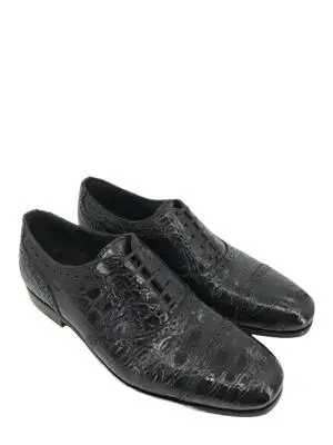 SALVATORE FERRAGAMO Salvatore Ferragamo Embossed Leather Lace-Up Oxford Shoes