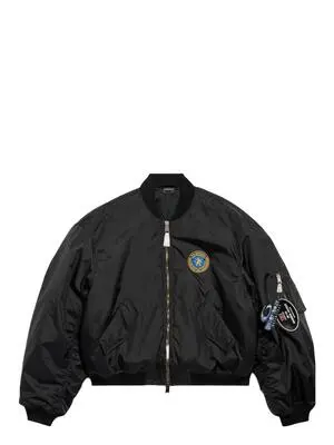 Balenciaga Large-fit Bomber Jacket With Patch Detail - Black