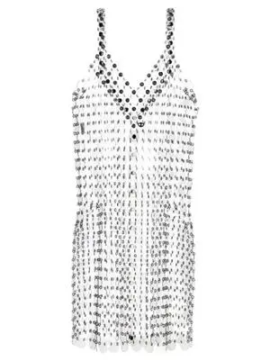 Rabanne Circle Disc V-neck Mini Dress - White
