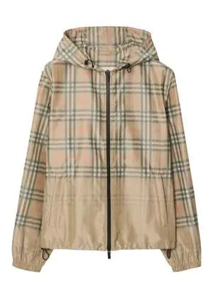 Burberry Checked Hooded Jacket - Sand Beige