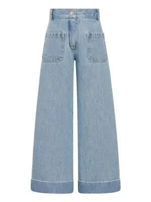 Dior Wide-leg Jeans With Belt Loops - Blue