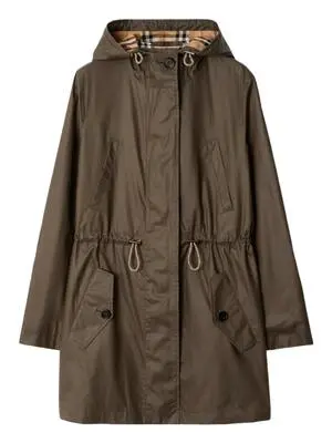 Burberry Drawstring-waist Hooded Gabardine Parka - Military