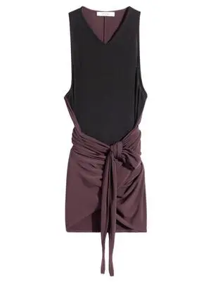 LEMAIRE Draped Sleeveless V-neck Dress With Tie Detail - Fig