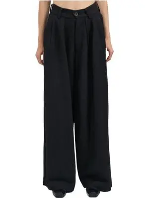 UMA WANG Belt Loop Wide Leg Pants - Black
