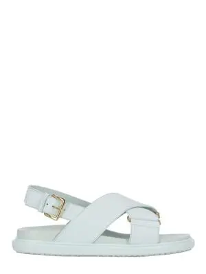 Marni Logo Embossed Buckled Sandals - White