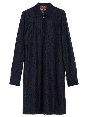 Max Mara Navy Flower Lace Dress - Blue