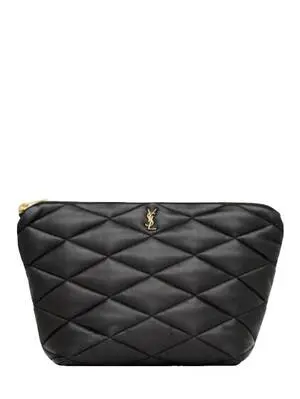 Saint Laurent Sade Logo Plaque Quilted Pouch - Black
