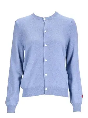 Comme Des Garçons Heart Patch Buttoned Cardigan - Blue
