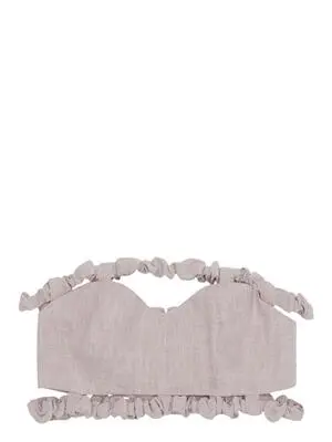 GANNI Strapless Sweetheart Neckline Crop Top - Nude