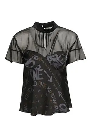 Sacai Printed Short Sleeve Blouse - Black