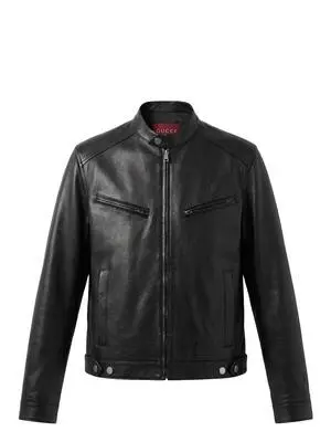 GUCCI Gucci Zip-Up Goat Leather Jacket With Embossed Logo