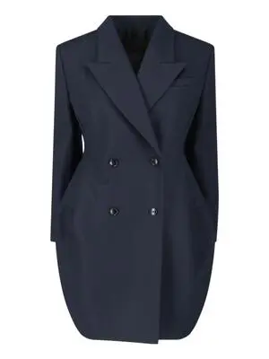 Alaïa Double-breasted Lapel Coat - Black