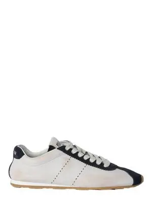 Miu Miu Miu Miu Two-Toned Distressed Leather Sneakers White/blue