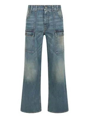 Miu Miu Logo-patch Wide Leg Jeans - Blue
