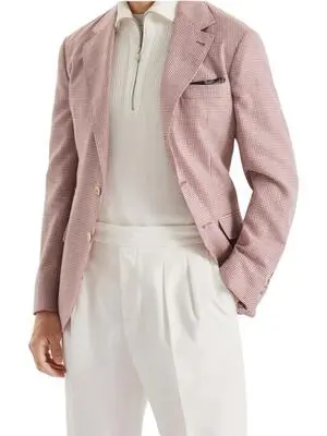 Brunello Cucinelli Houndstooth Deconstructed Blazer - Red