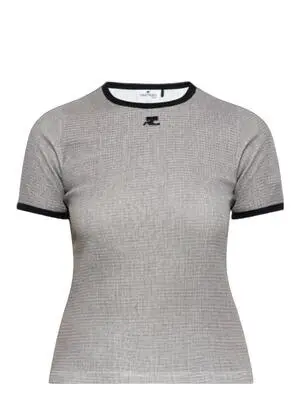 COURREGES Short Sleeve Houndstooth T-shirt - Gray