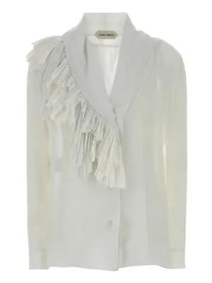 Alberta Ferretti Ruffled Georgette Blouse - White