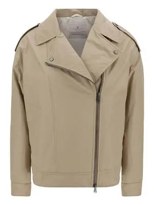 Brunello Cucinelli Zip-up Lapel Jacket - Nude