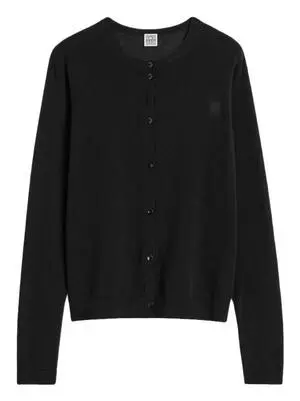 TOTEME Long Sleeve Knitted Cardigan - Black