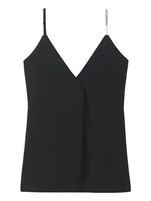 Givenchy Sleeveless V-neck Top With Chain Detail - Black