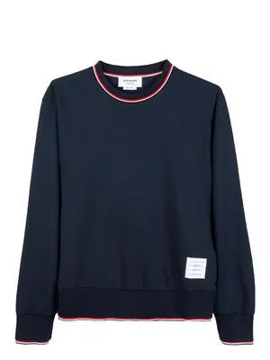 Thom Browne Long-sleeved Crewneck Sweater - Navy Blue