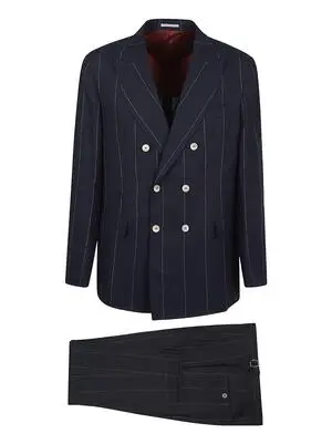 Brunello Cucinelli Pinstriped Suit - Navy