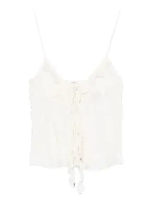 Chloé Ruffled Spaghetti Strap Top - White